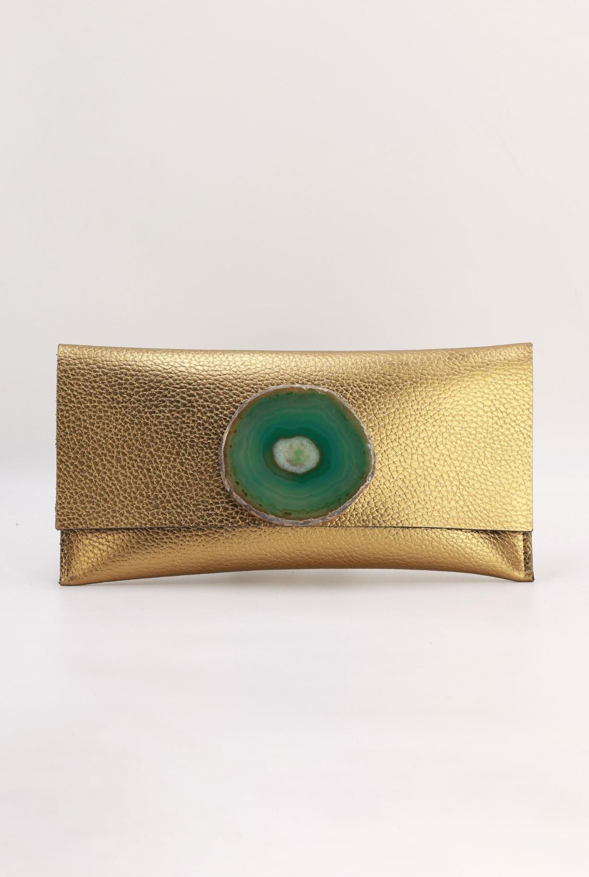 Cartera Maxi Dorada Ágata Verde – ES Fascinante